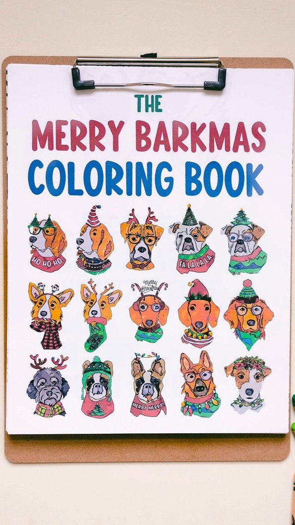 The Merry Barkmas Coloring Book - 60 Sheets of Festive Christmas Dogs ...